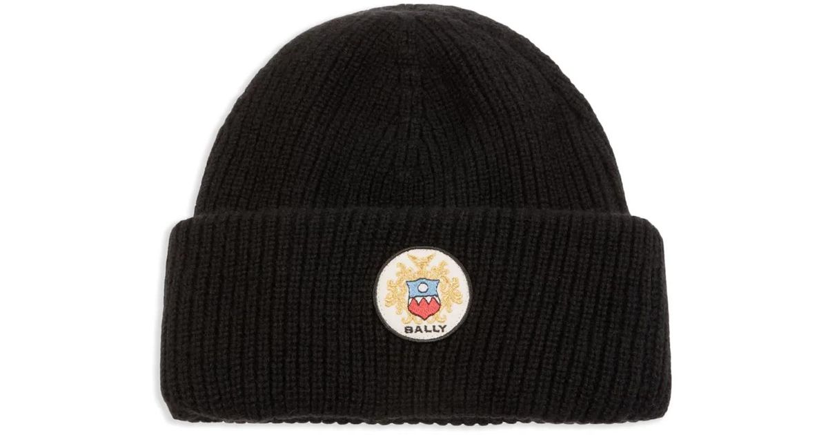 Bally Crest Logo-Patch Beanie in Black for Men | Lyst UK