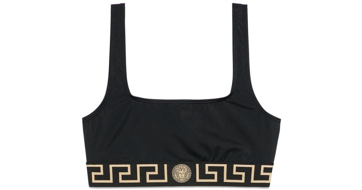Versace Greca-Detailing Bikini Top in Black | Lyst