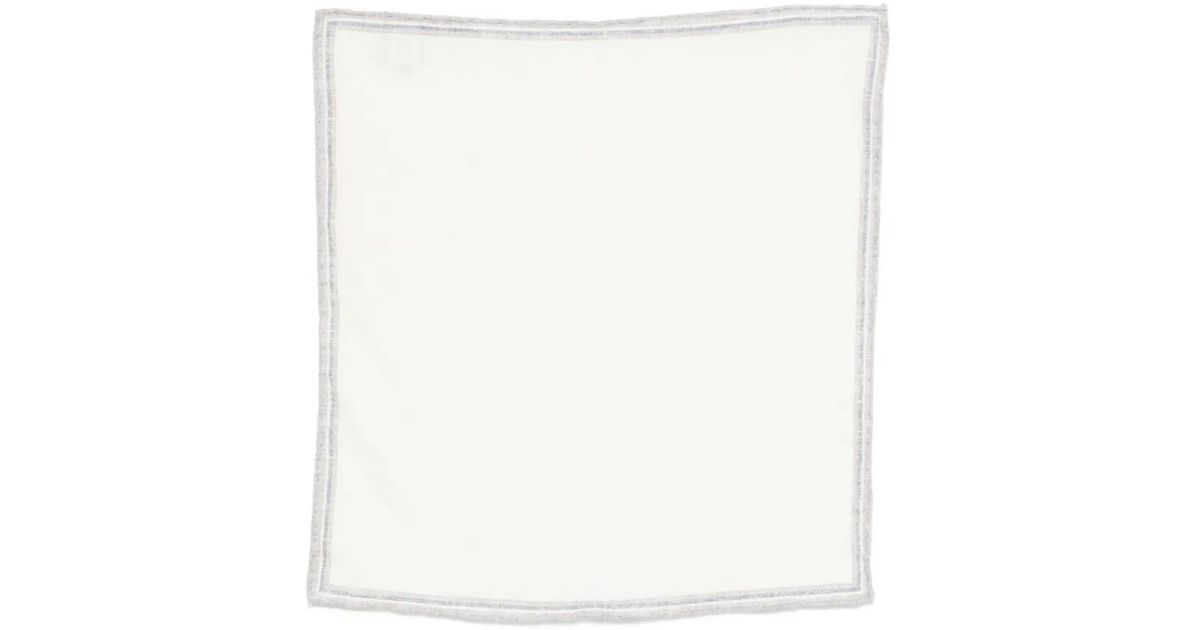 Eleventy Border Handkerchief in White for Men | Lyst Canada