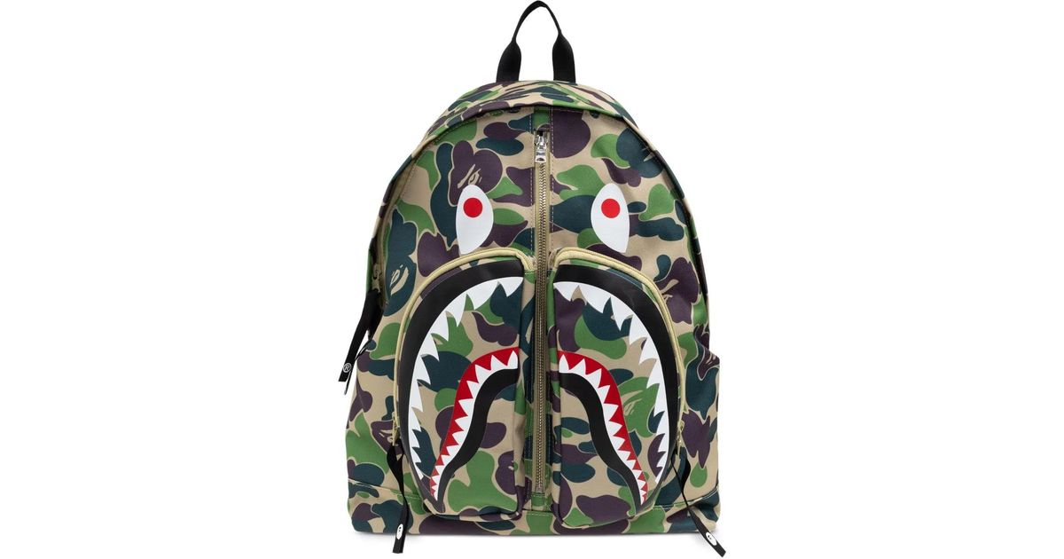 A Bathing Ape Camo Shark Backpack in Green for Men | Lyst