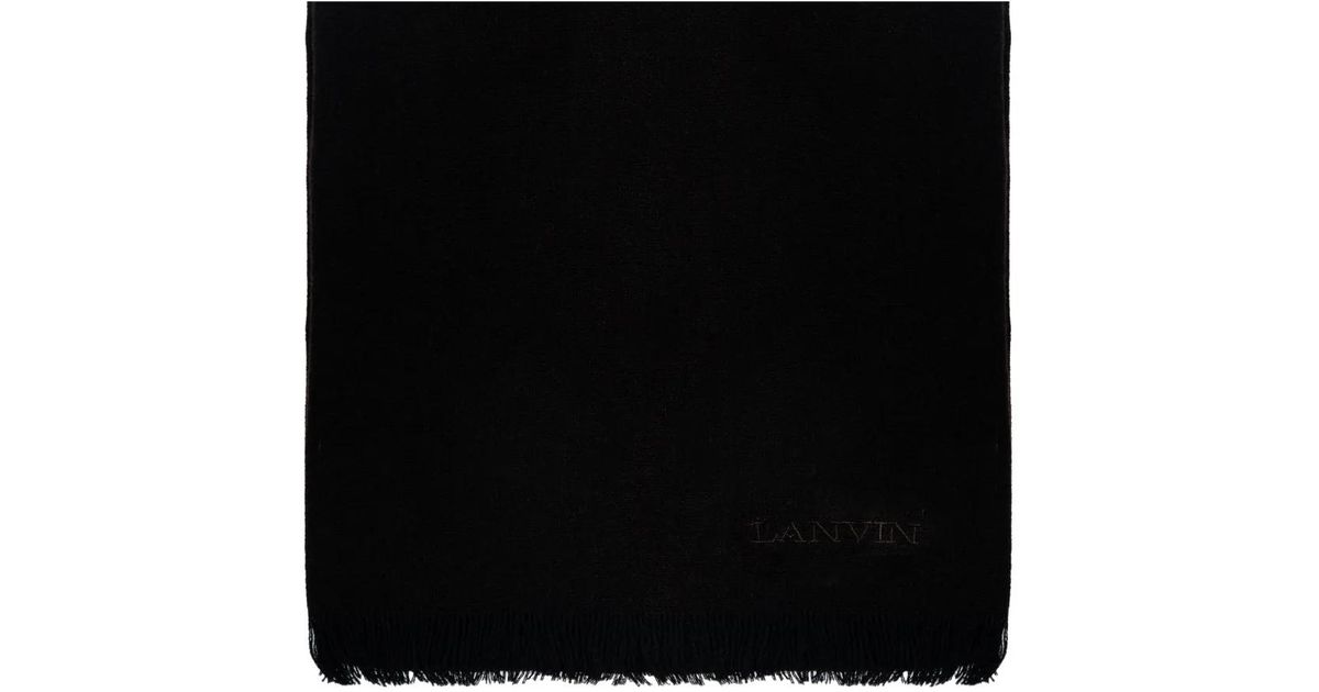 Lanvin Logo-Embroidered Scarf in Black for Men | Lyst UK