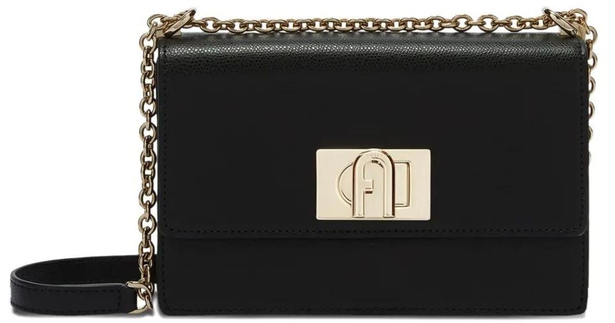 Furla Mini 1927 Leather Crossbody in Black | Lyst