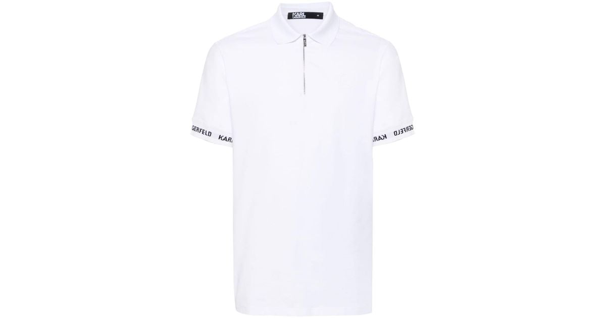 Karl Lagerfeld Ikonik Karl-motif Polo Shirt in White for Men | Lyst Karl Lagerfeld Ikonik Karl-motif Polo Shirt in White for Men | Lyst