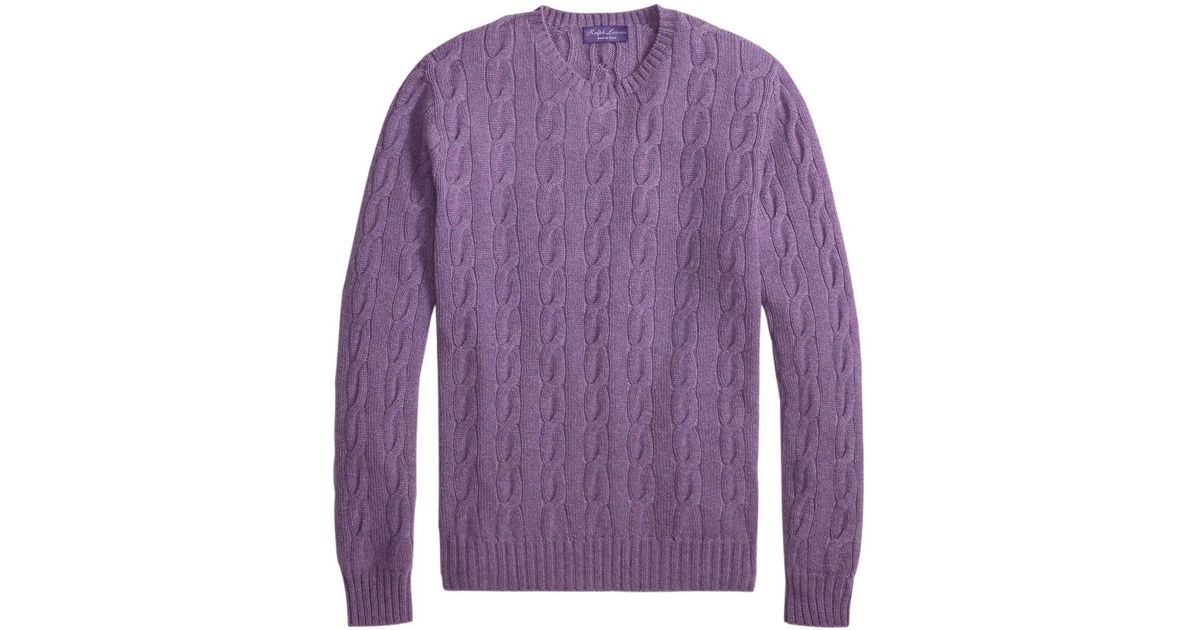 Ralph Lauren Cable-Knit Long-Sleeve Sweater in Purple for Men | Lyst UK