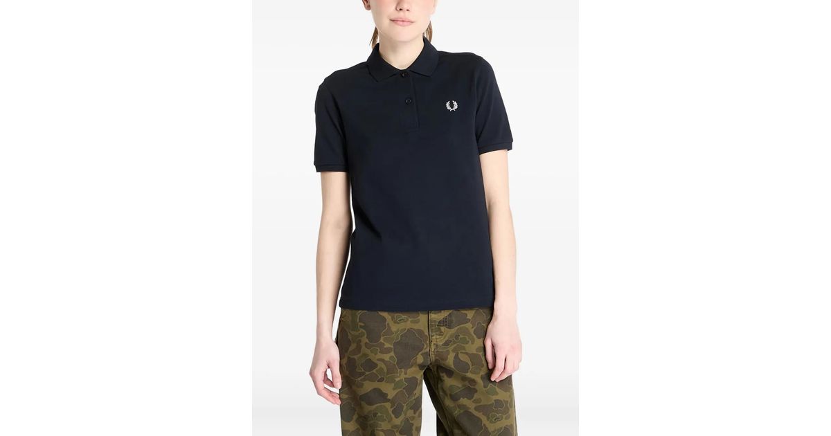 Fred Perry Logo-Embroidered Polo Top in Blue | Lyst UK