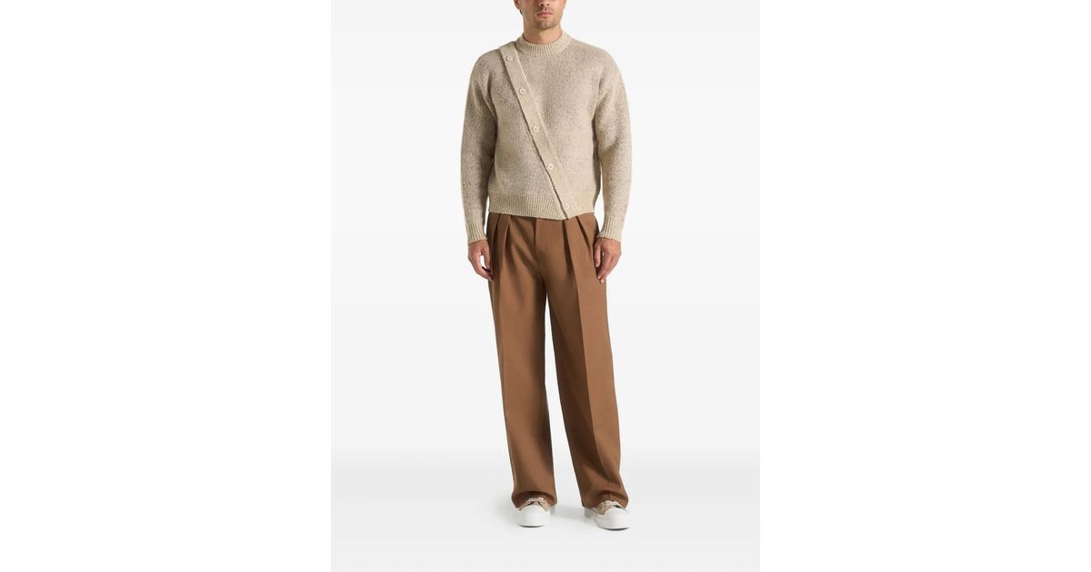 Manière De Voir Theo Asymmetric Brushed-Knit Sweater in Natural for Men ...