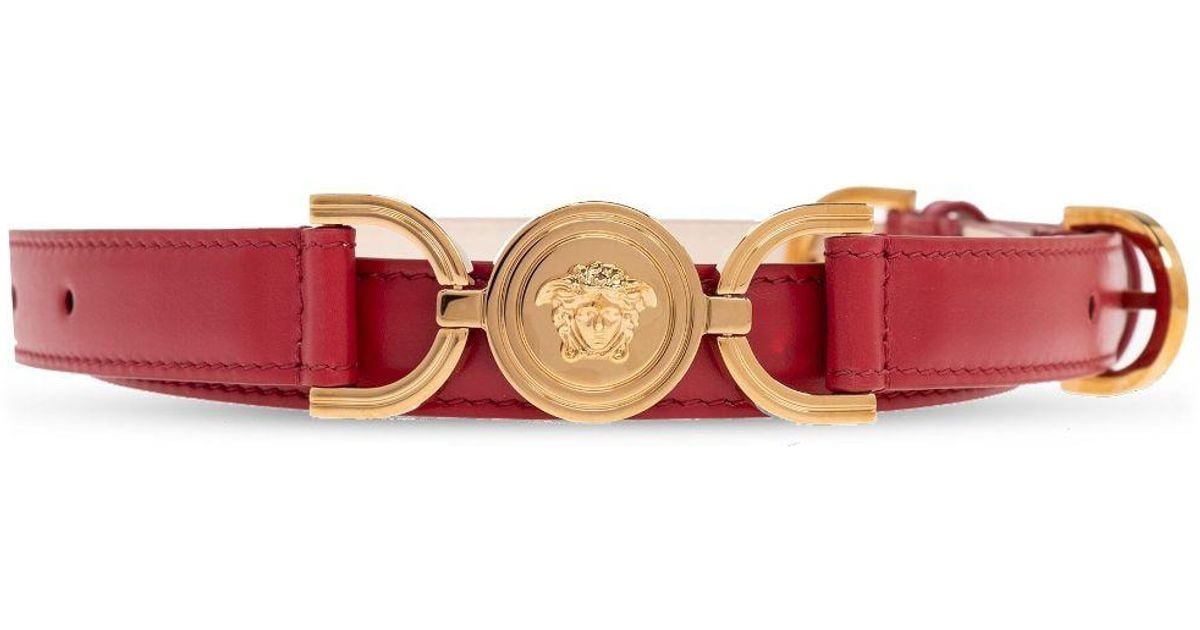 Versace Medusa-Buckle Belt in Red | Lyst UK
