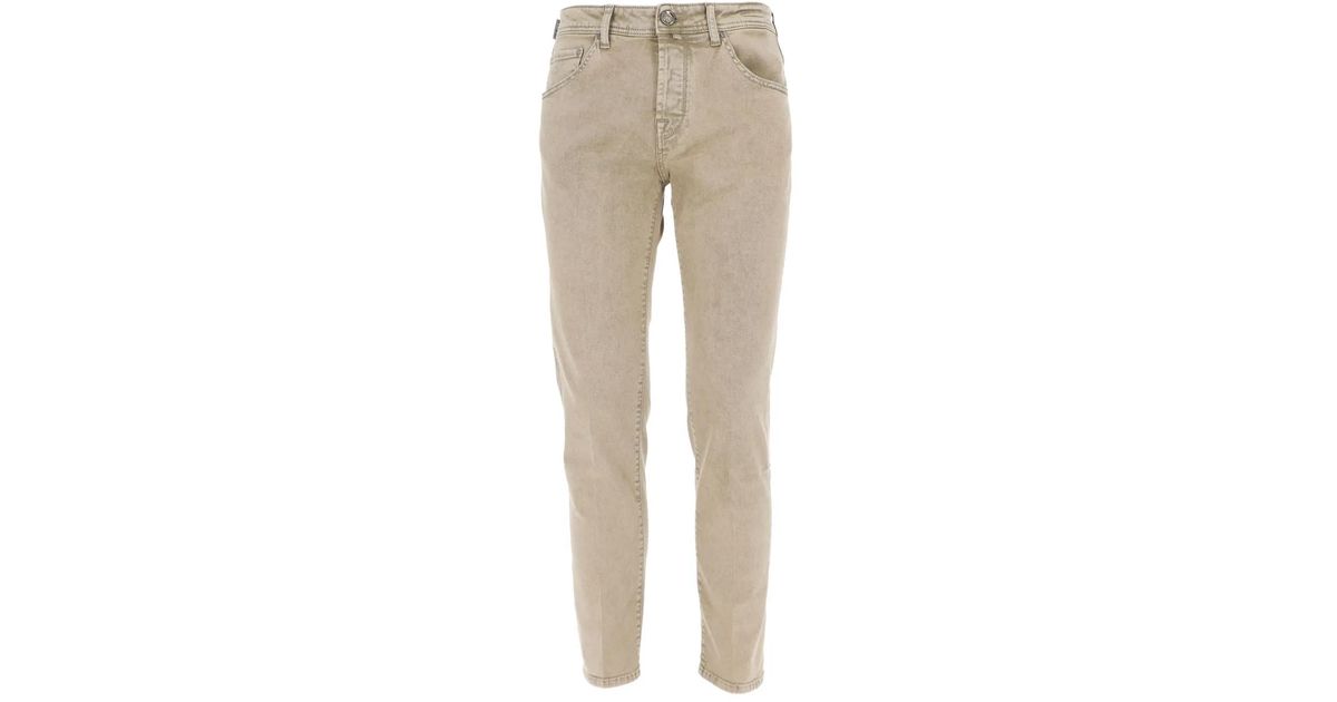 Jacob Cohen Scott Logo-Patch Jeans in Natural for Men | Lyst UK