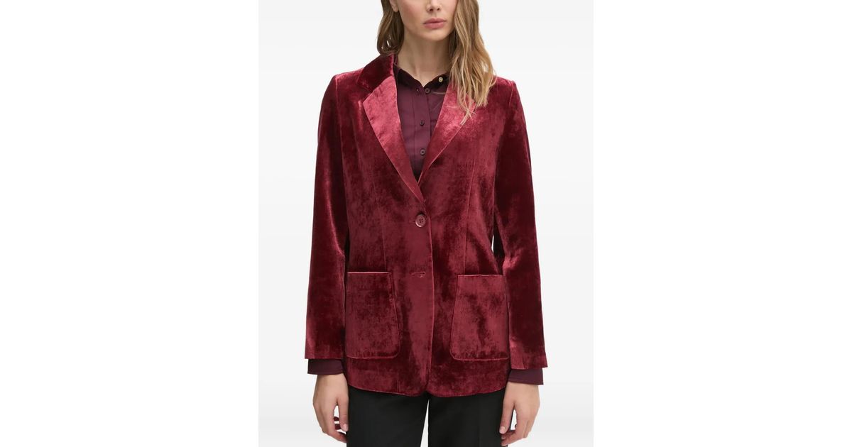 Sisley Velour Blazer in Red | Lyst