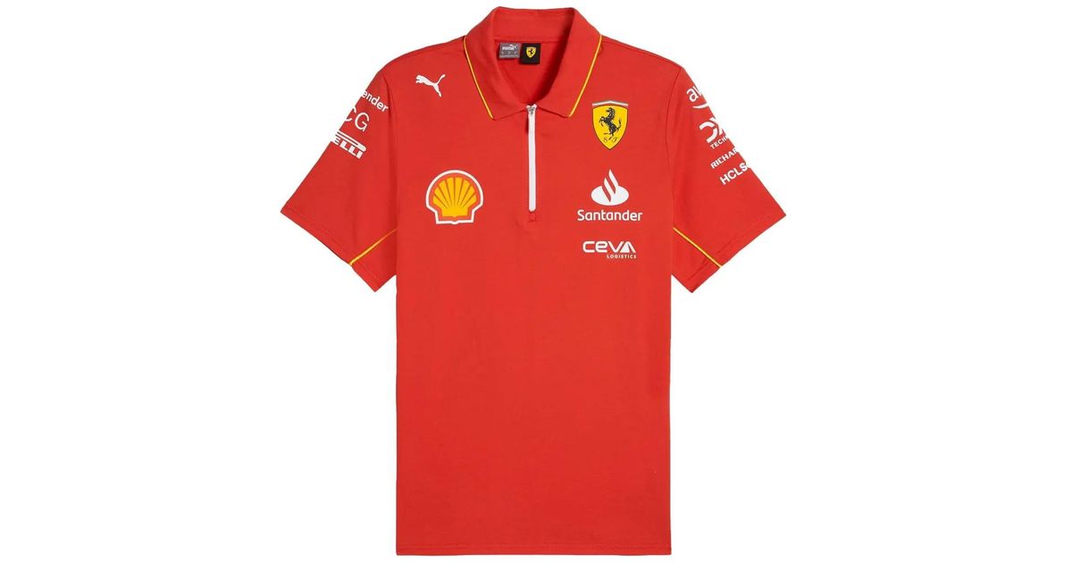 PUMA X Scuderia Ferrari Team Polo Shirt in Red for Men | Lyst UK