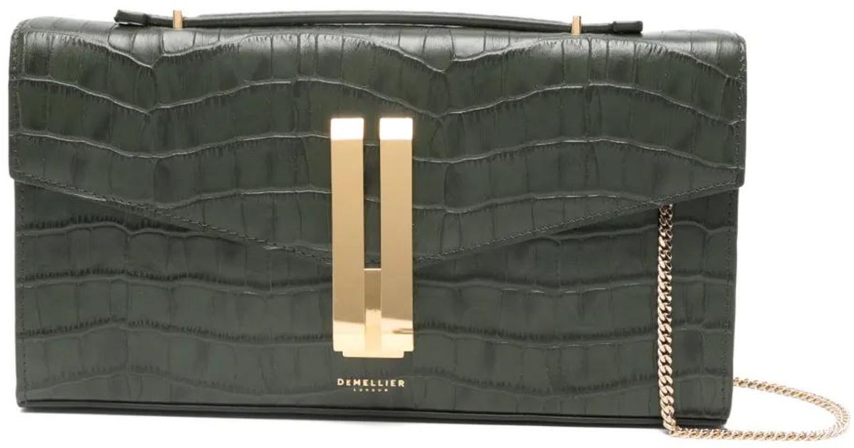 DeMellier Vancouver Crocodile-Effect Clutch Bag in Gray | Lyst
