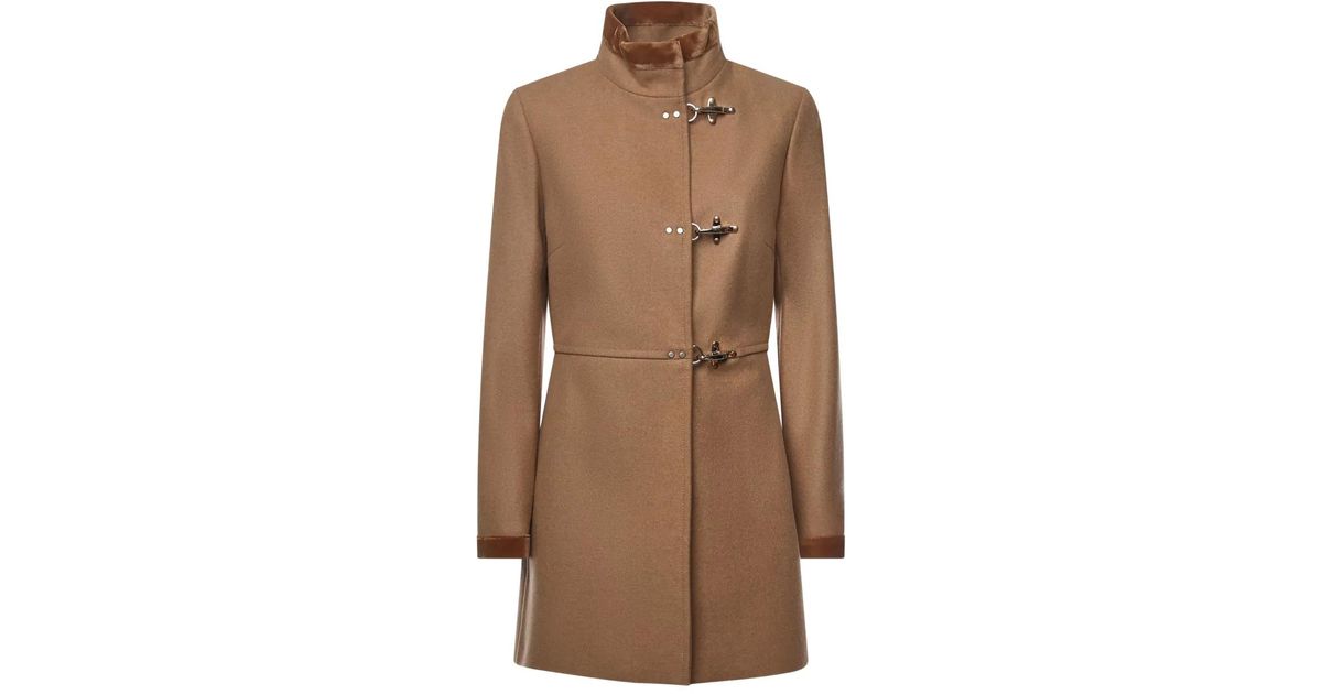 Fay Double-Breasted Toggle Coat in Brown | Lyst