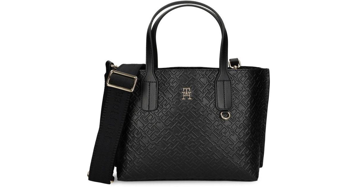 Tommy Hilfiger Th Monogram-Embossed Tote Bag in Black | Lyst