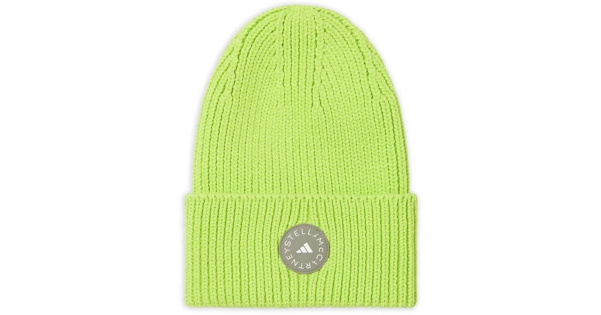 adidas By Stella McCartney Logo-Patch Beanie Hat in Green | Lyst UK