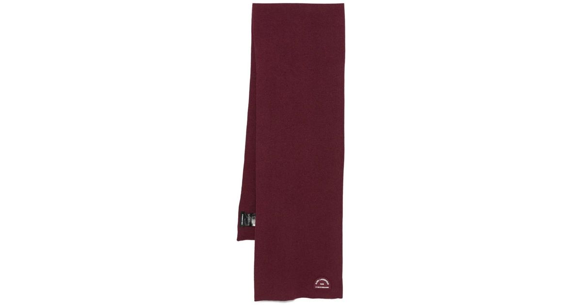 KARL LAGERFELD Logo-Patch Scarf in Purple | Lyst UK