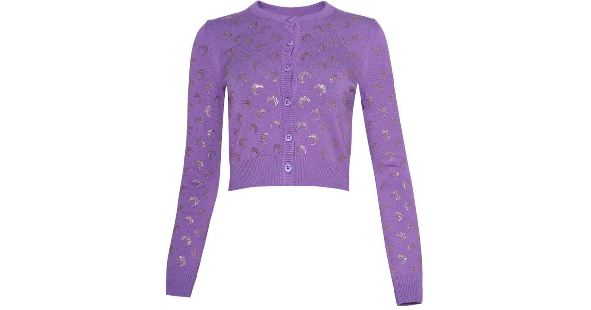Marine Serre Moon-Pattern Long-Sleeve Cardigan in Purple | Lyst