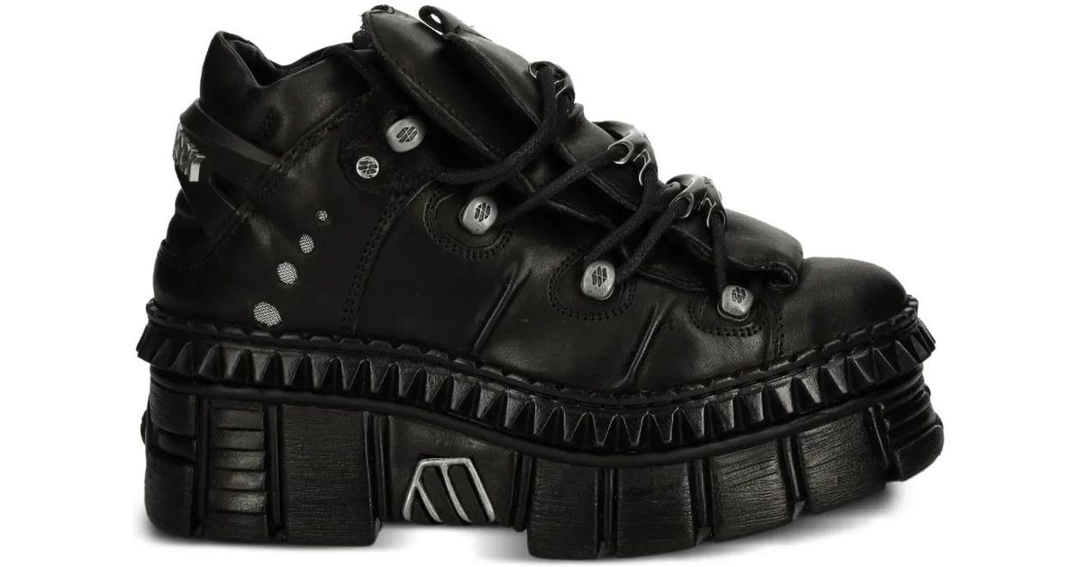 New Rock M-Wall106-S13 Lace-Up Platform Sneakers in Black | Lyst UK