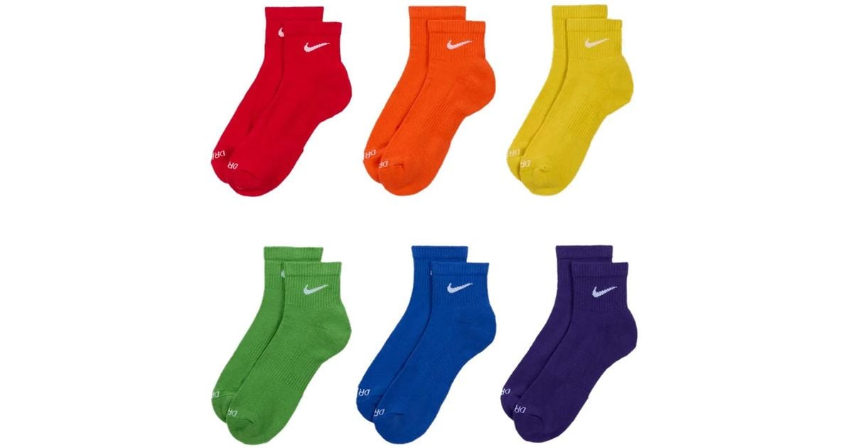 Nike Everyday "Multi Color" Six-Pack Ankle Socks in Blue for Men | Lyst