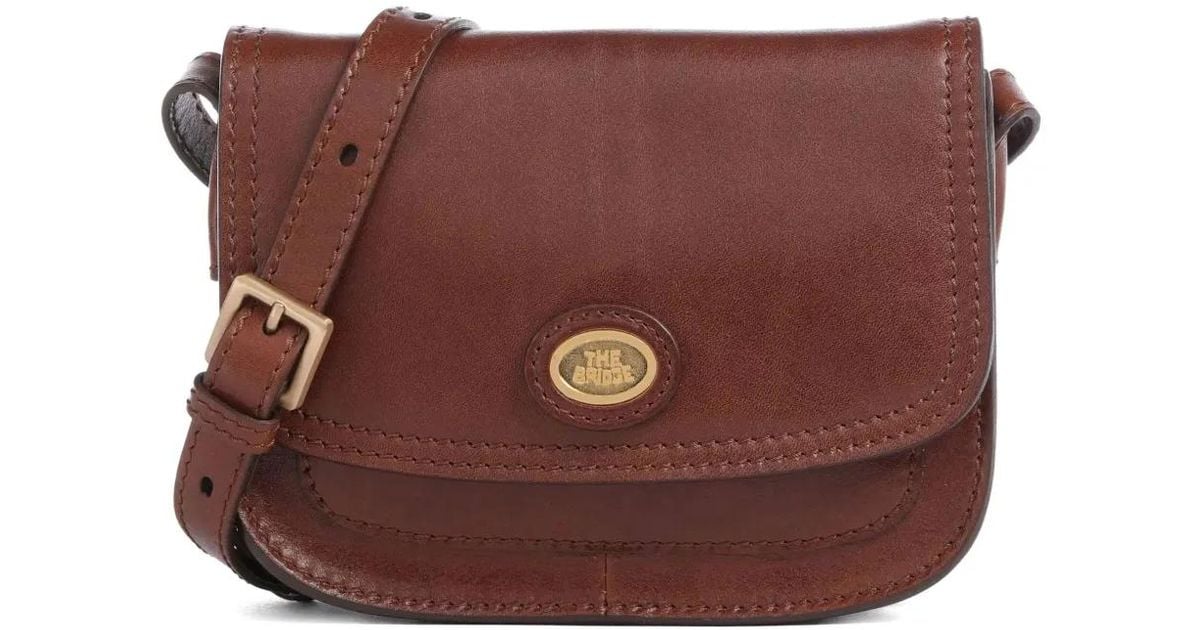 The Bridge Logo-Plaque Leather Crossbody Bag in Brown | Lyst UK