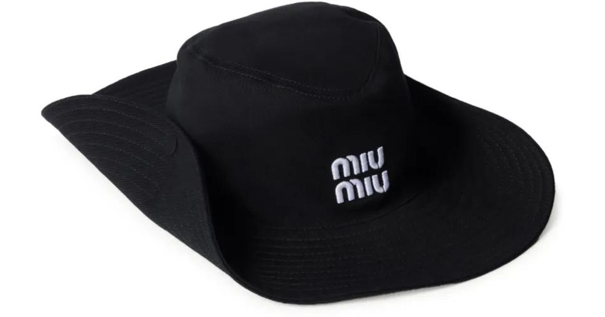 Miu Miu Drill Hat in Black | Lyst UK