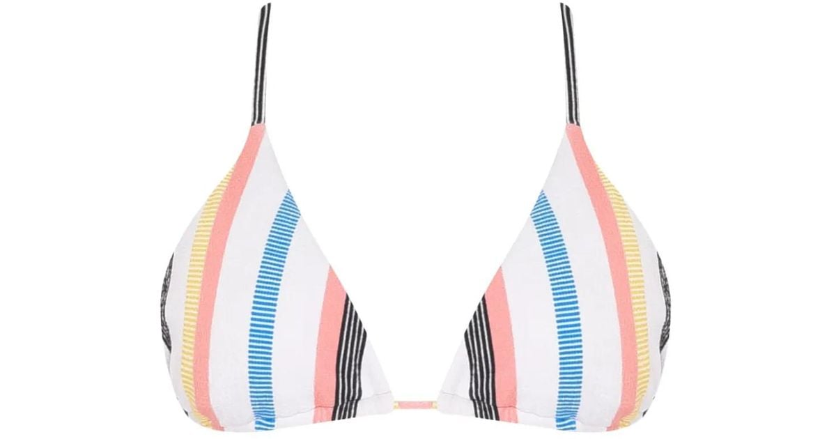 Cia.Marítima Striped Triangle Bikini Top in White | Lyst