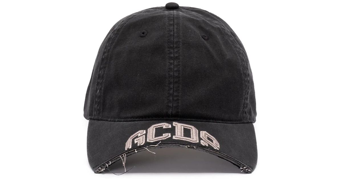 Gcds Logo-Embroidered Frayed-Edge Baseball Cap in Black | Lyst UK