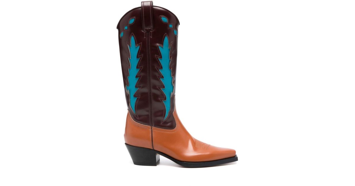 Buttero 50Mm Leather Cowboy Boots in Blue | Lyst
