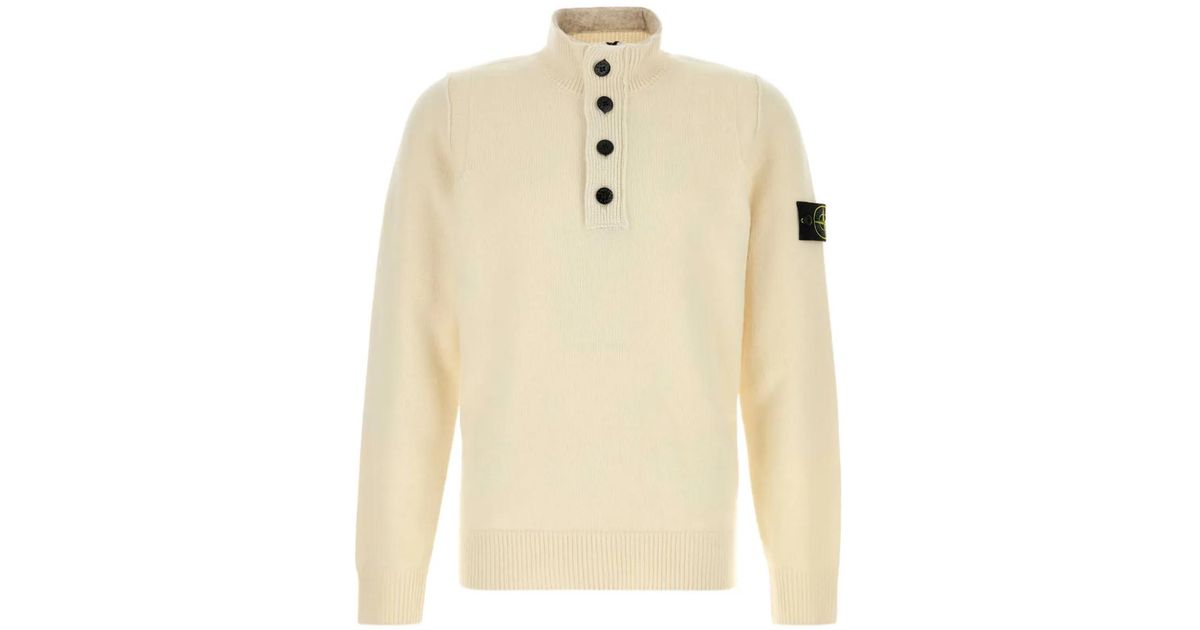 Stone Island Button Roll-Neck Sweater in Natural for Men | Lyst UK