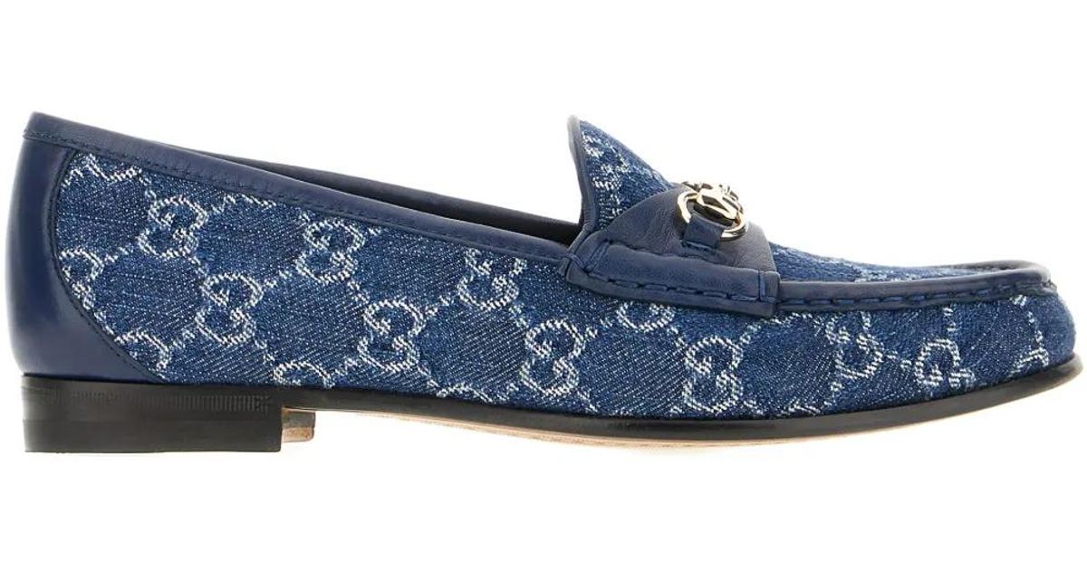 Gucci Denim Monogram Loafers in Blue | Lyst
