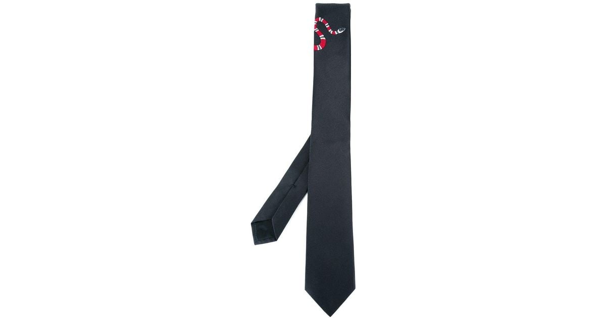 Gucci Snake Print Tie in Black for Men | Lyst
