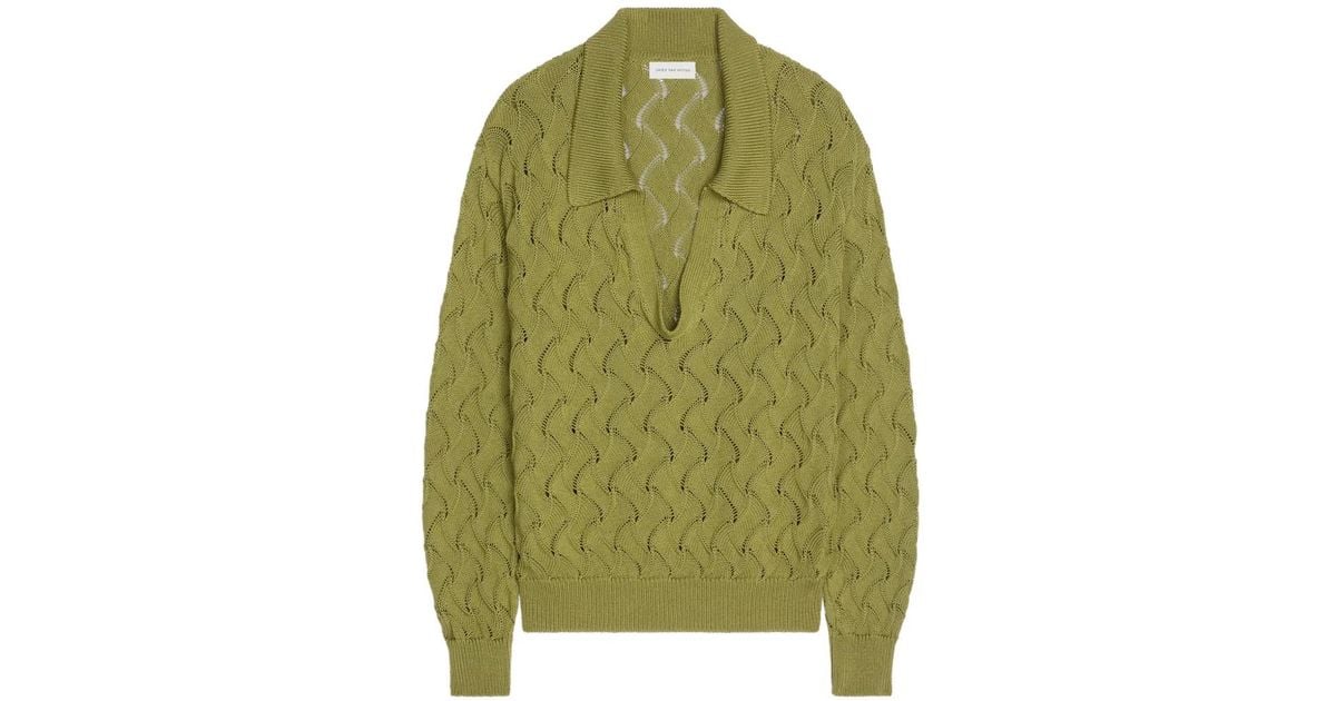 Dries Van Noten Polo-collar Sweater in Green for Men | Lyst UK