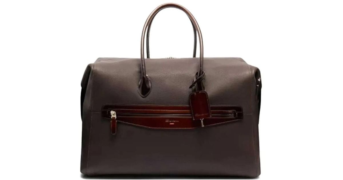 Santoni Sac De Voyage En Cuir À Anse Sur Le Dessus in Brown for Men | Lyst