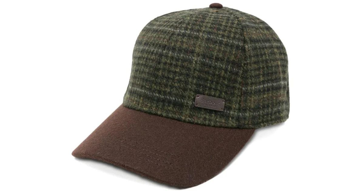 Barbour Plaid Logo-Plaque Hat in Green | Lyst UK