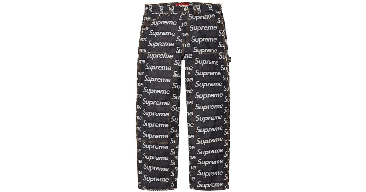 Supreme Logo-Jacquard Double-Knee Jeans in Grey for Men | Lyst UK