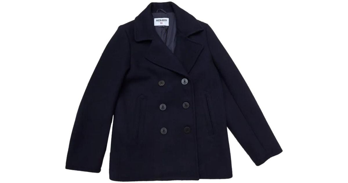 Sebago Double-Breasted Coat in Blue for Men | Lyst UK