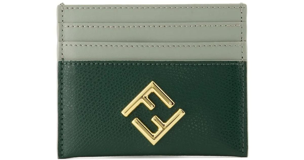 Fendi Ff Leather Card Holder in Green | Lyst UK