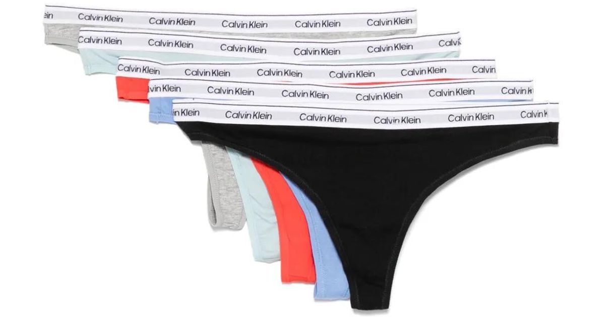 Calvin Klein Logo-Waistband Thong (Pack Of Five) in White | Lyst