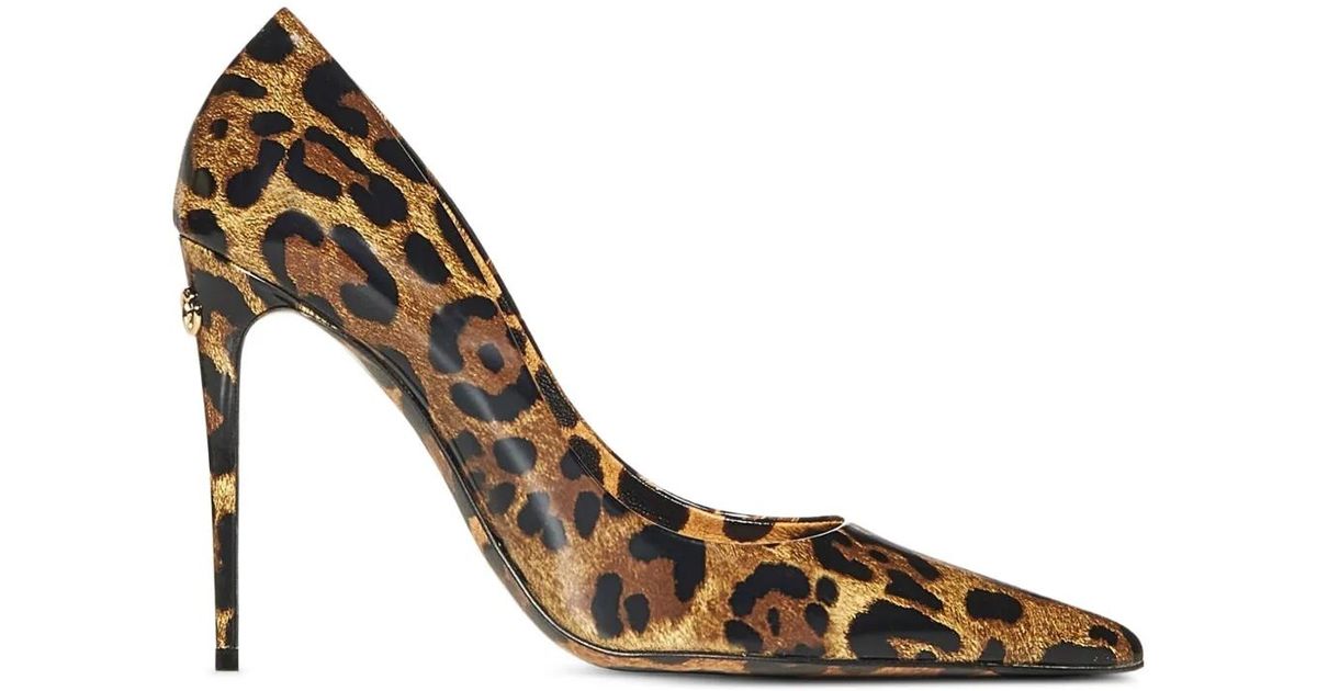 Dolce & Gabbana Leopard-Print Heeled Pumps in Metallic | Lyst