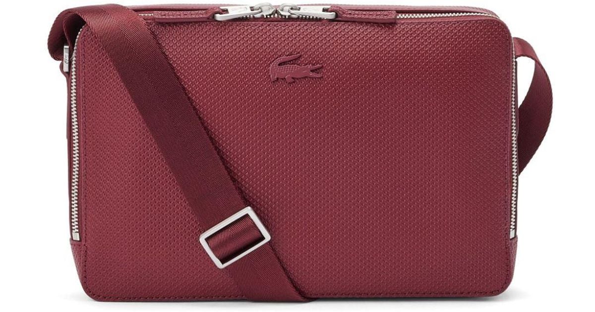 Lacoste Chantaco Leather Bag in Purple for Men | Lyst
