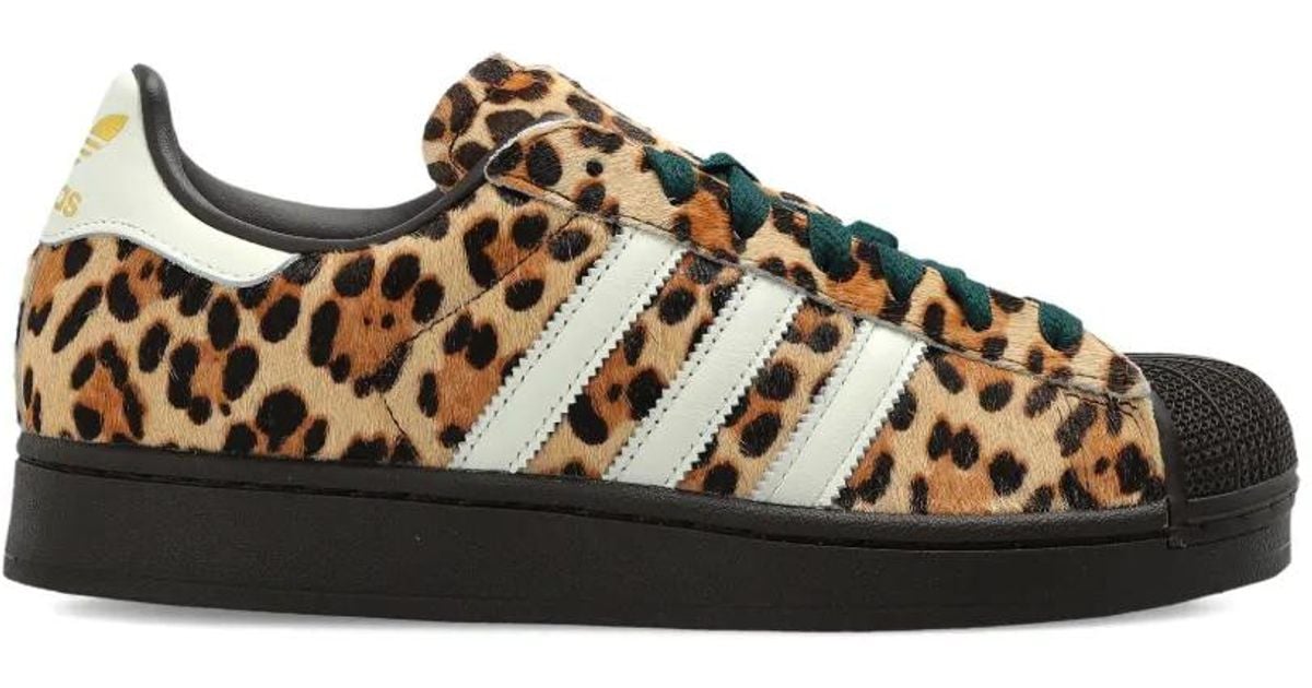 adidas Superstar Ii Leopard-Print Sneakers in Brown | Lyst UK