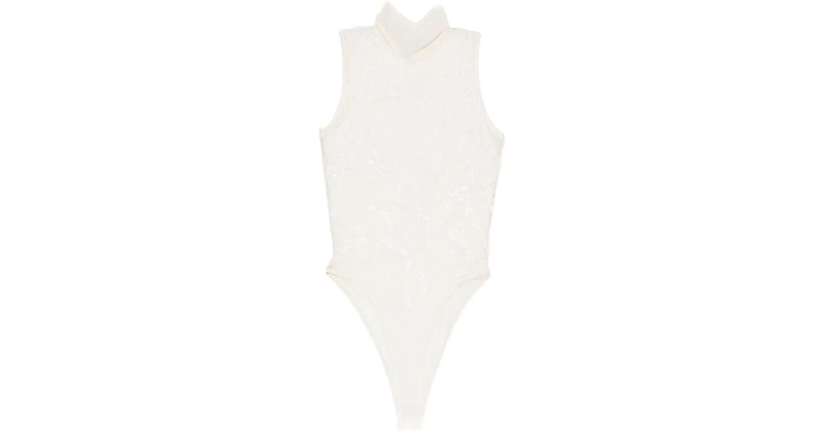 Oh Carla Turtle-Neck Bodysuit in White | Lyst UK