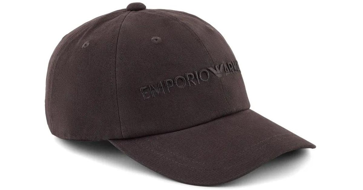 Emporio Armani Logo Baseball Cap in Brown for Men | Lyst UK