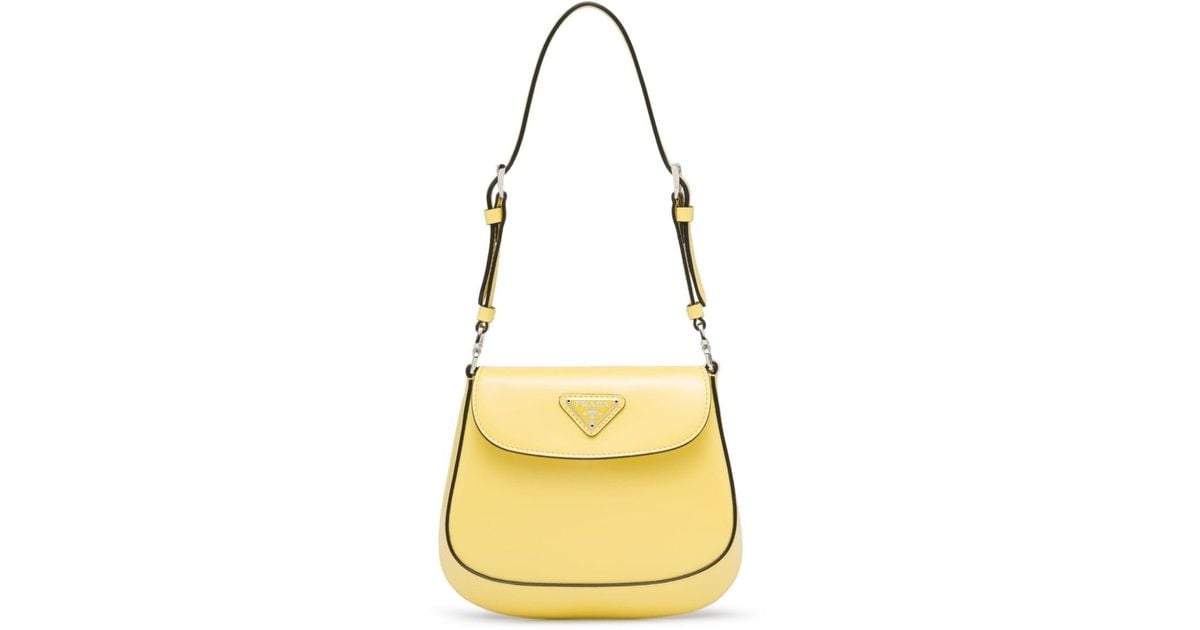 Prada Cleo Leather Mini Bag in Yellow | Lyst