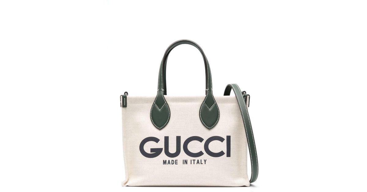 Gucci Small Logo-Print Tote Bag in Natural | Lyst