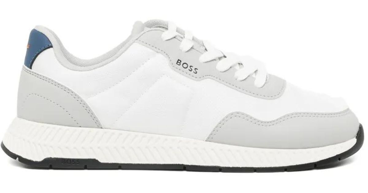 BOSS Logo-Deed Sneakers in White for Men | Lyst