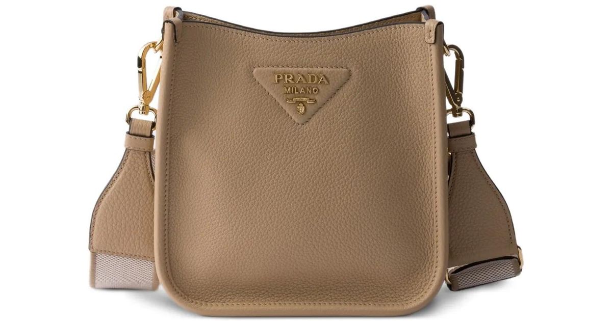 Prada Mini Logo-detail Leather Shoulder Bag in Brown | Lyst