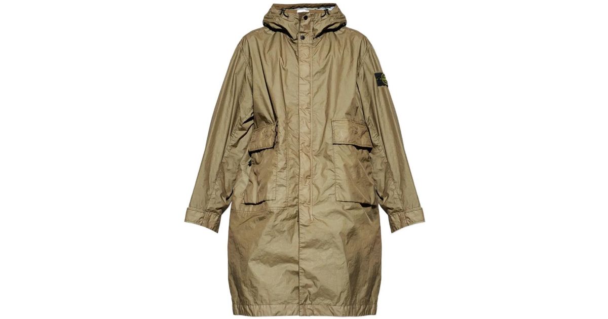 Stone Island Membrana 3L Tc Hooded Coat in Natural for Men | Lyst