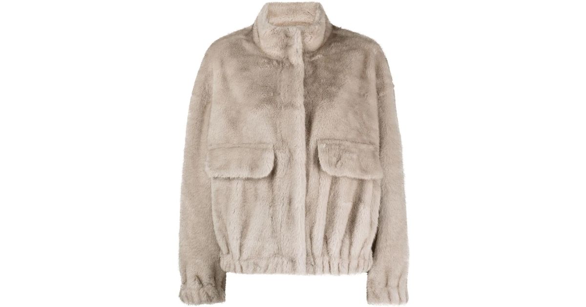 Ba&sh Paros Faux-Fur Cropped Jacket in Natural | Lyst