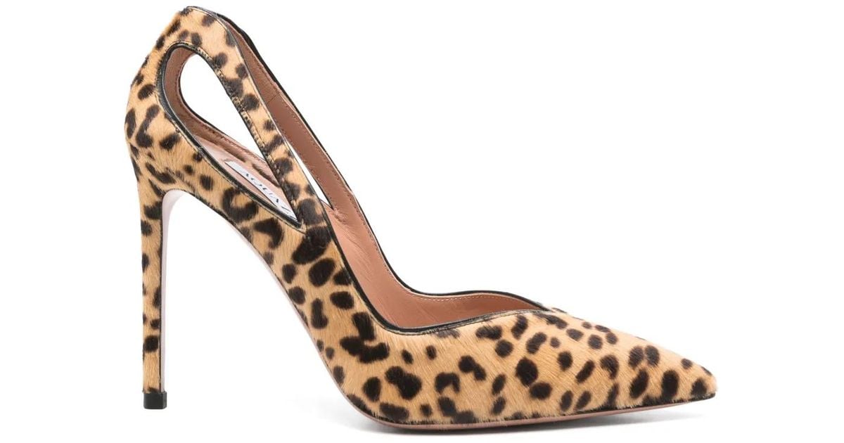 Aquazzura 105Mm Leopard-Print Cut-Out Pumps in Metallic | Lyst