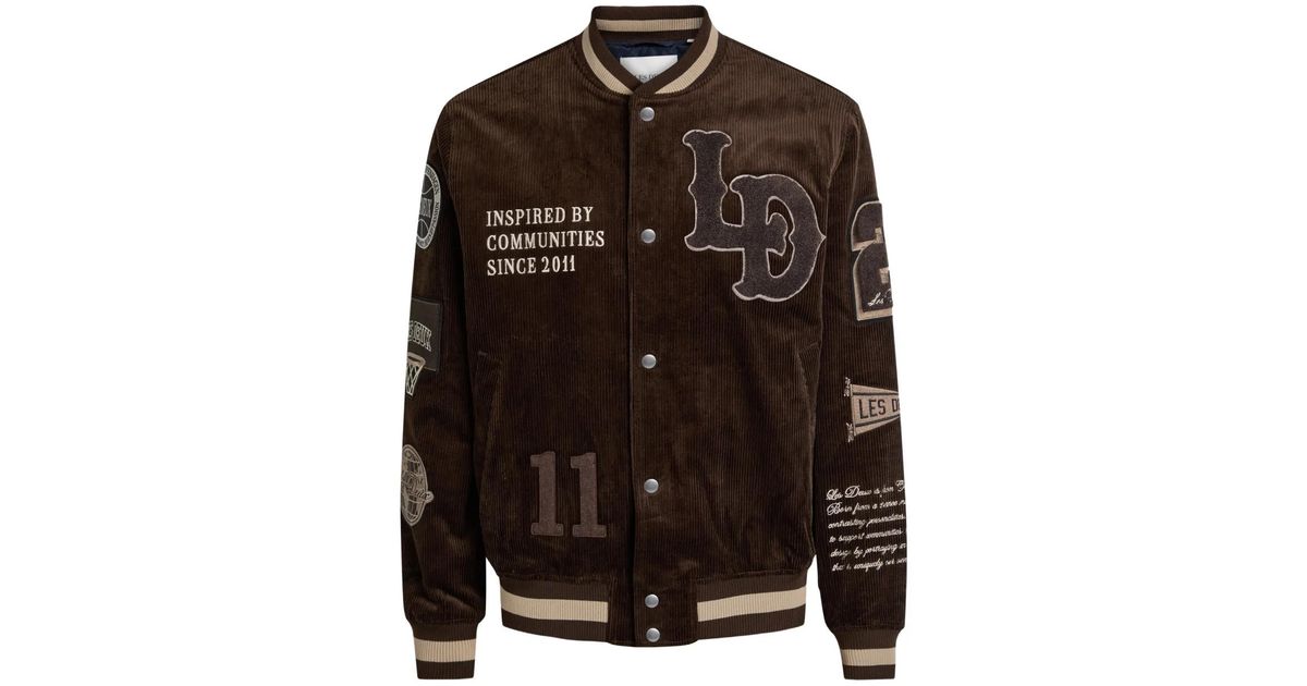 Les Deux Appliqués Corduroy Bomber Jacket in Black for Men | Lyst UK